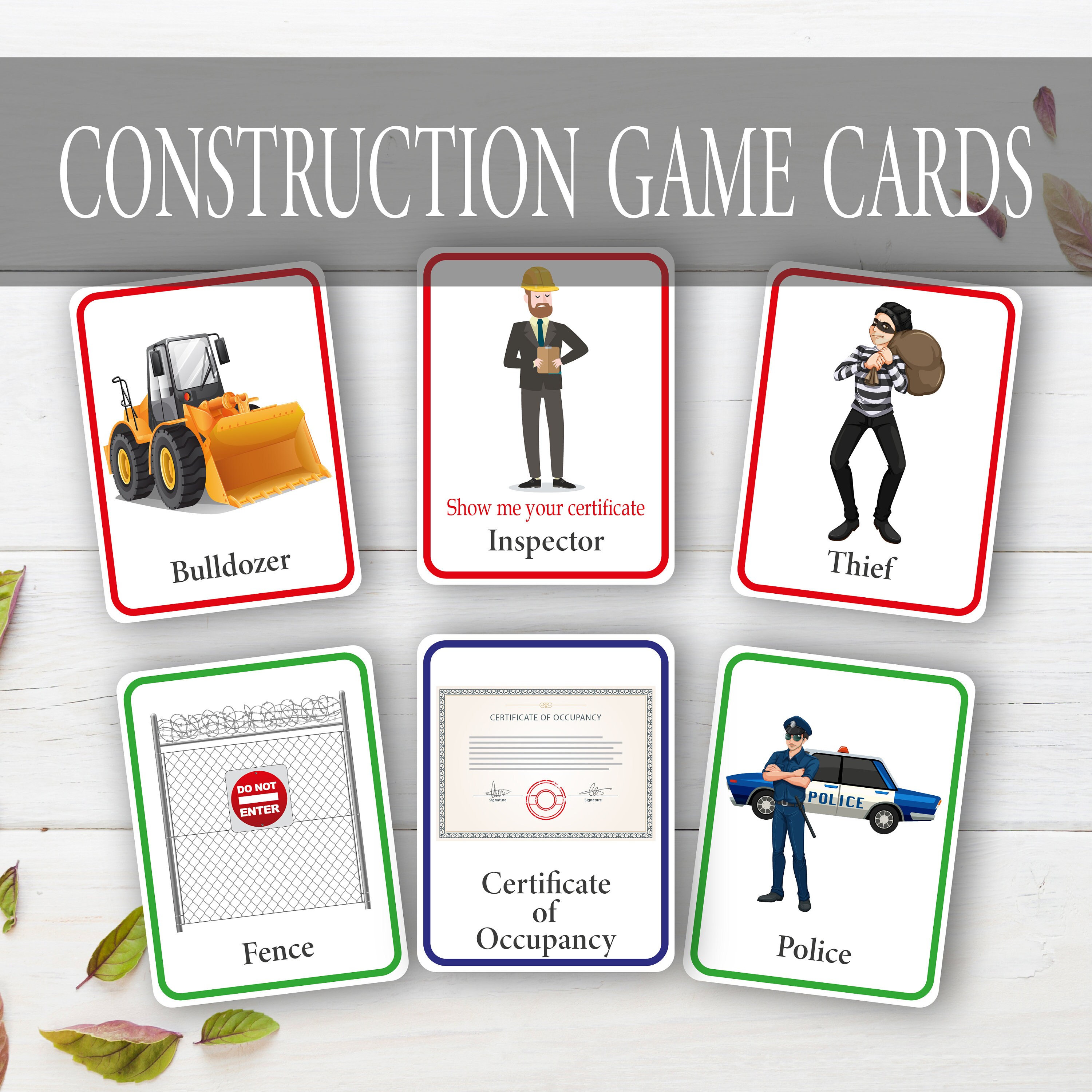 Construction Matching Game Cards Montessori Toddler Matching - Etsy