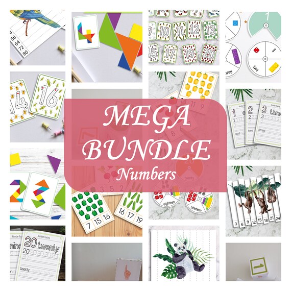 Number Set Printable Count Clip Cards Tracing Card Paper | Etsy