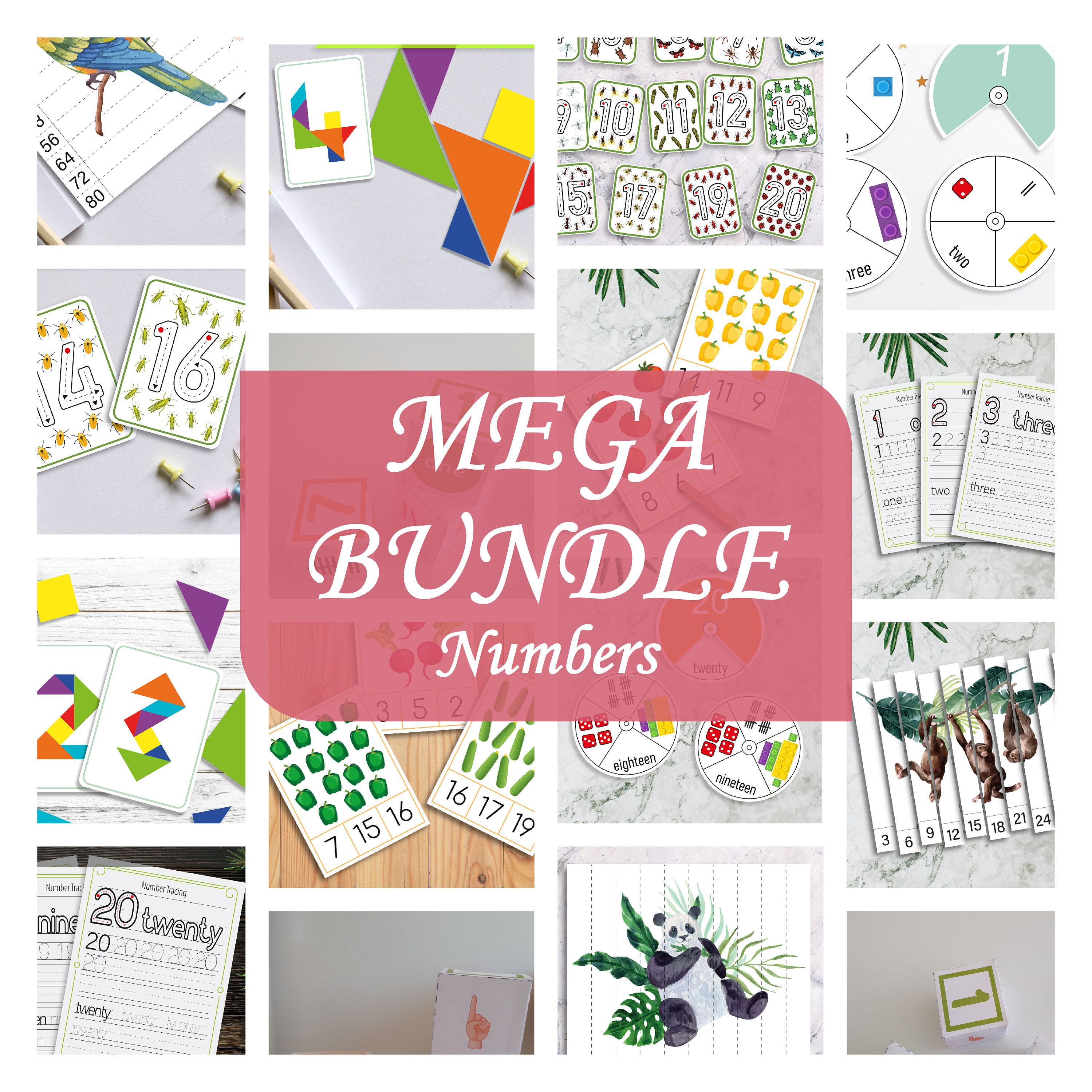 Number Set Printable Count Clip Cards Tracing Card Paper - Etsy