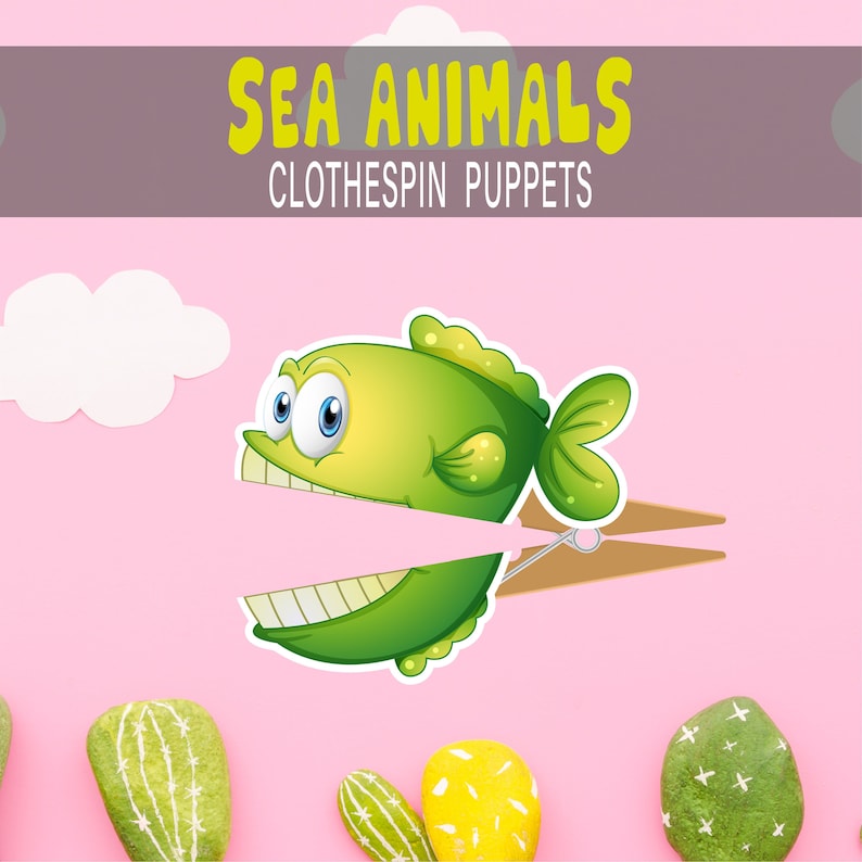 Sea Animals Clothespin Puppet Printable Toddler Busy Book, Montessori ...