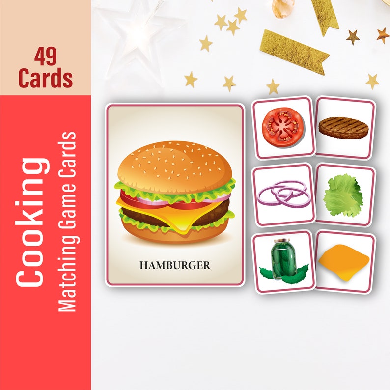 Cooking Matching Game Cards: Montessori Toddler Learning (downloadable ...