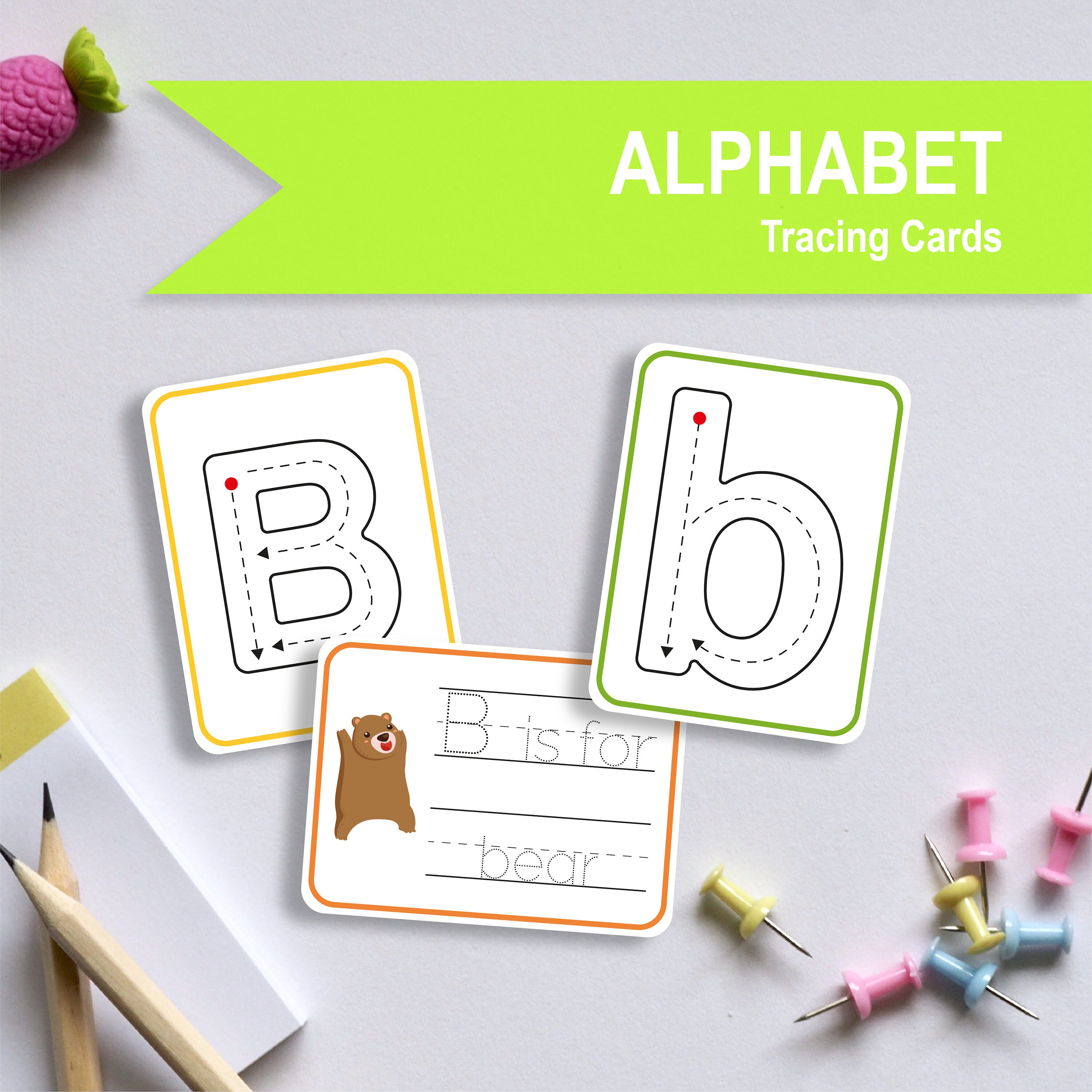 ALPHABET Tracing Printable Cards Montessori Toddler ABC Cards - Etsy
