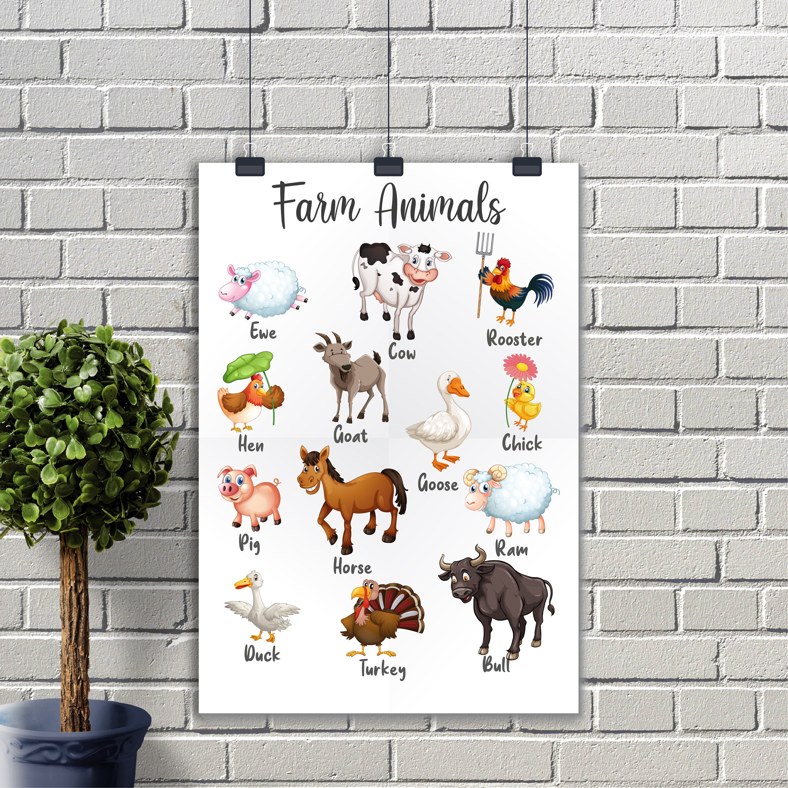 Farm Animals Printable Poster: Montessori Nursery Decor (digital ...