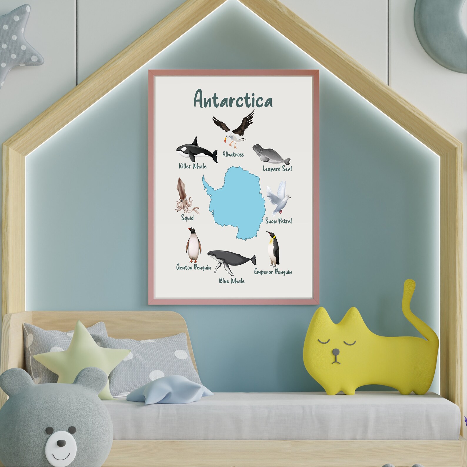 Antarctica Animals Poster antarctica Animals Illustration Kids Room ...