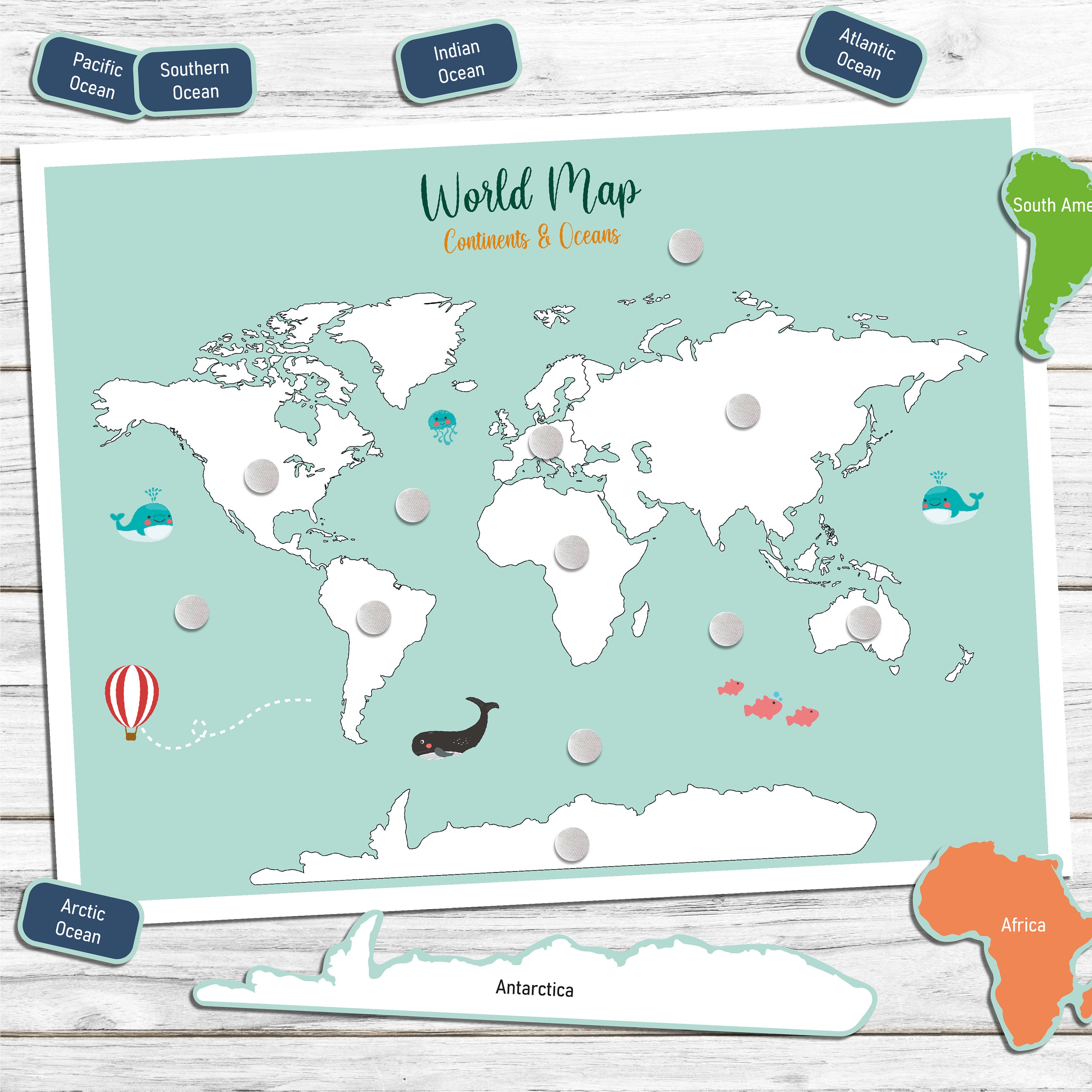 Continents, Oceans Printable Puzzle, World Geography, Map Activity ...