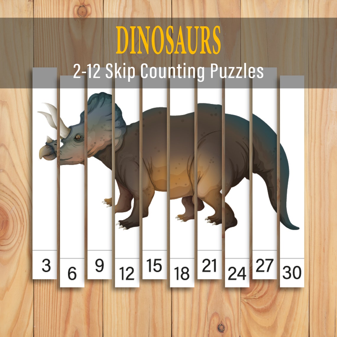 DINOSAURS 2-12 Skip Counting Sequence Number Puzzle Printable - Etsy