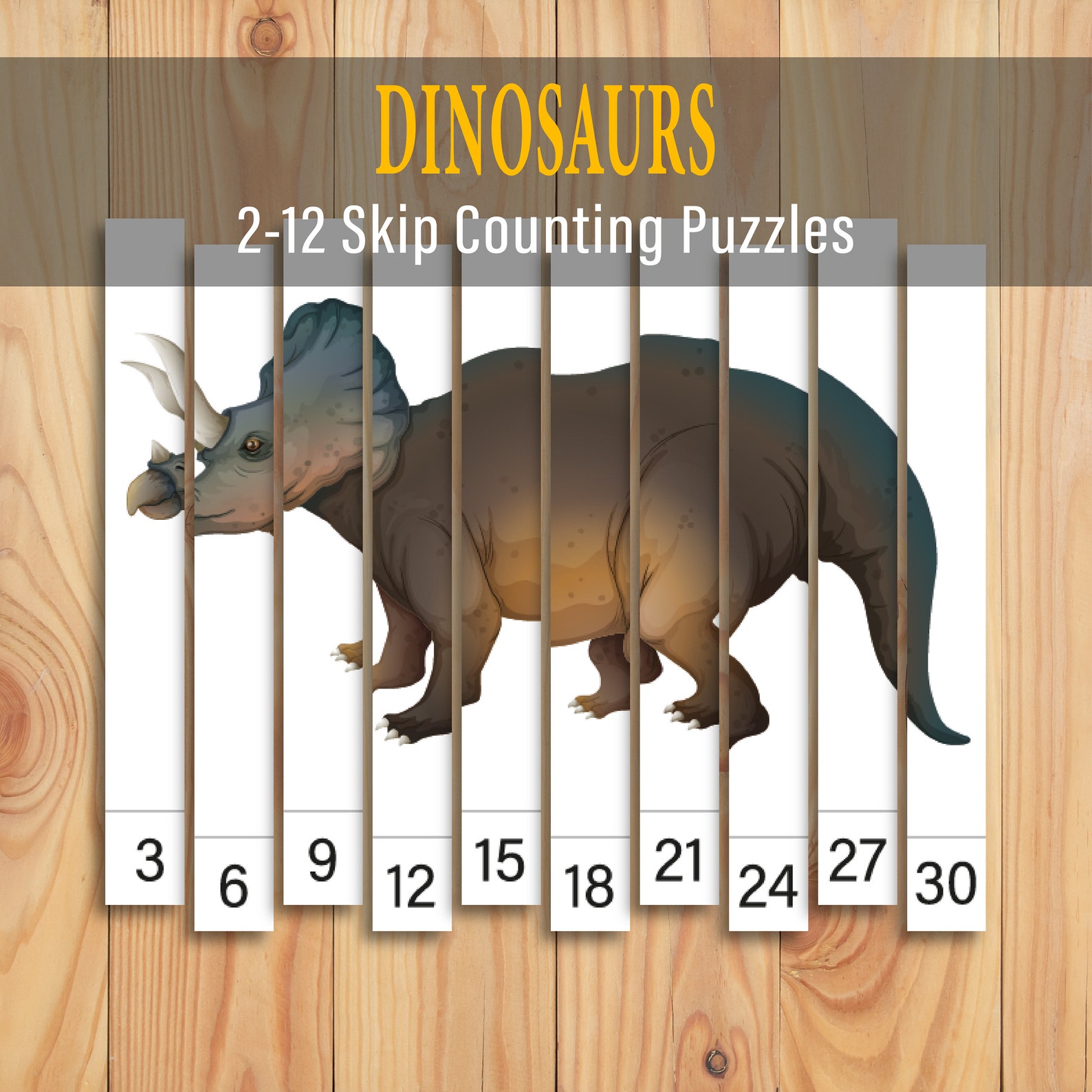 DINOSAURS 2-12 Skip Counting Sequence Number Puzzle Printable - Etsy
