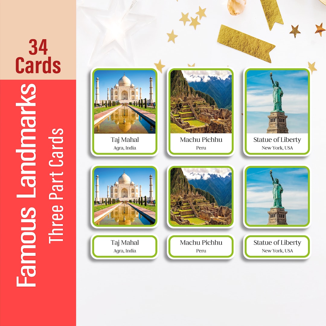 World Famous Landmarks Three Part Flashcards, World Wonders ...