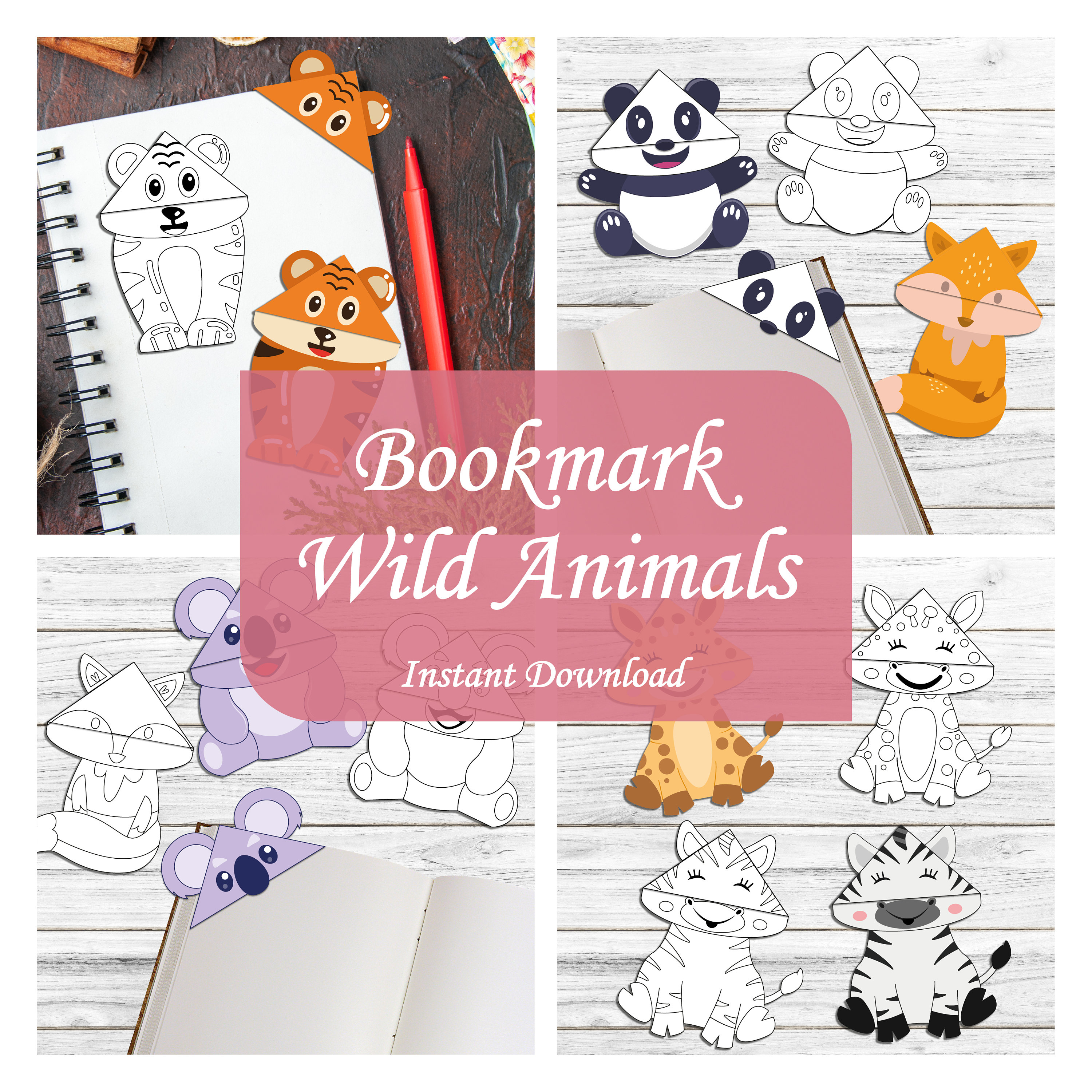 Wild Woodland Jungle ANIMAL Printable Bookmark Templates, Paper Craft ...
