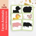 Farm Animals Shadow Matching Game Cards, Montessori Toddler Matching ...