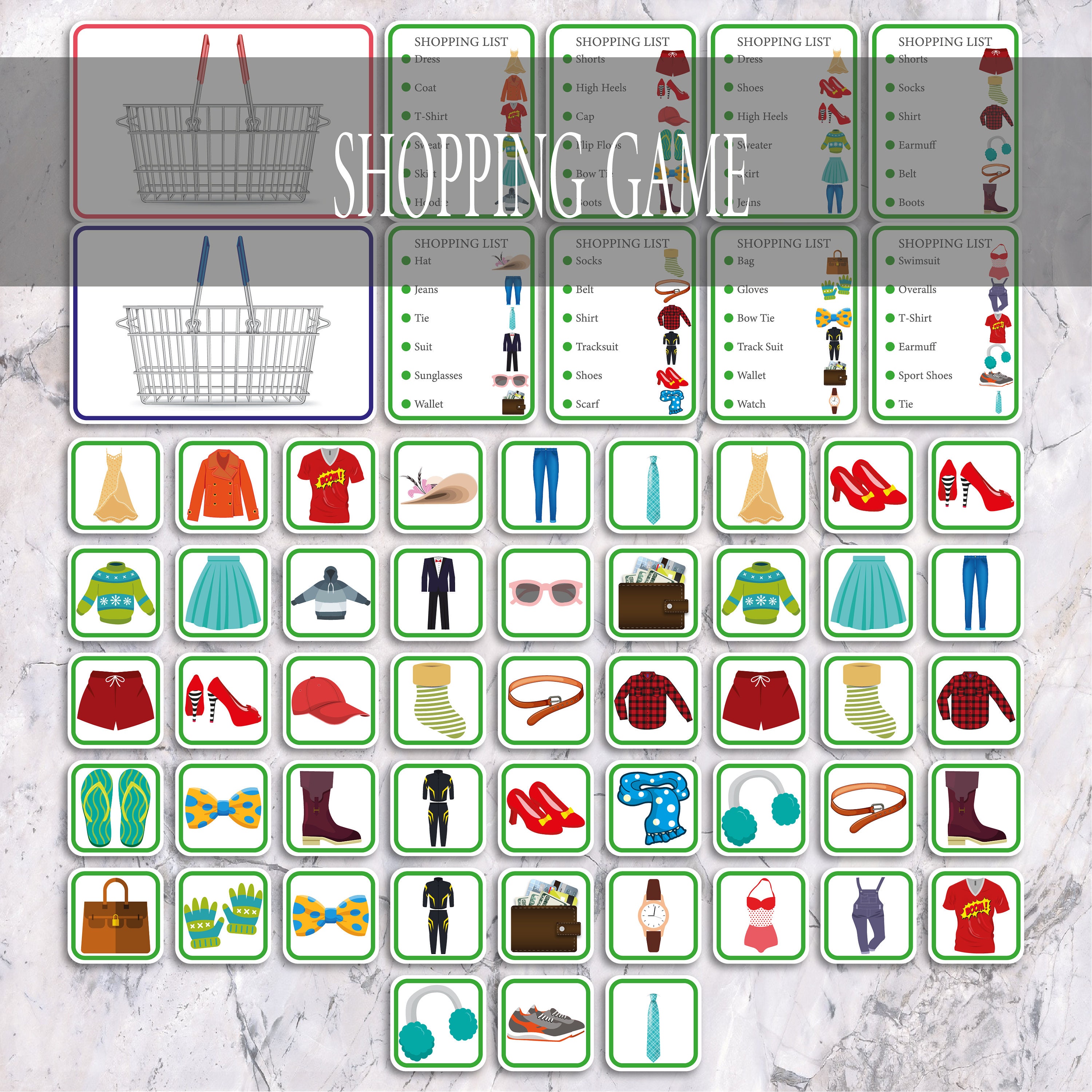 Clothes Shopping Matching Game Cards, Montessori Toddler Matching Game ...