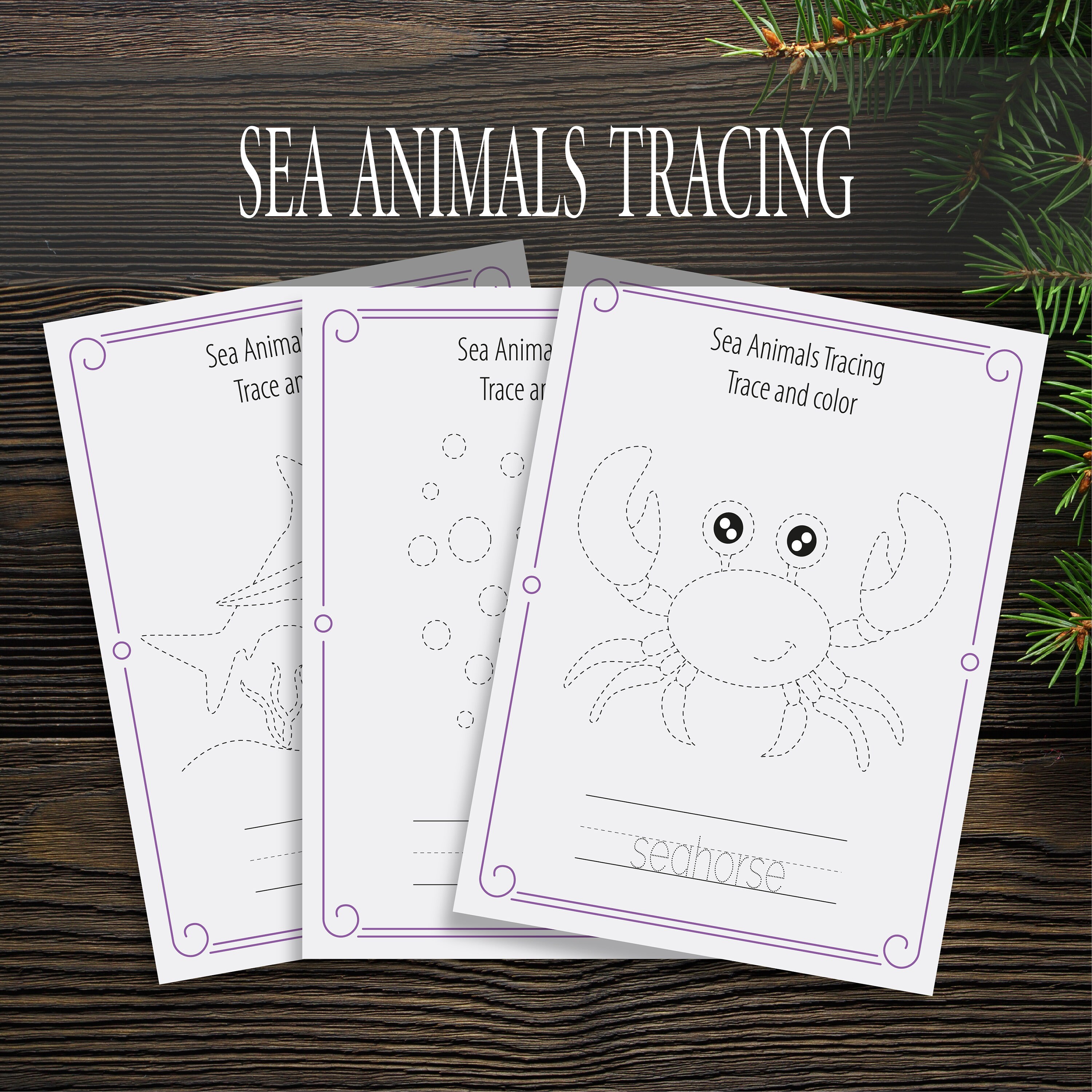 Sea Animal Printable Coloring Page Coloring Book for Kids - Etsy