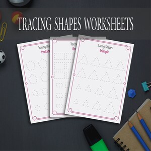 Shape Tracing Printable Worksheet, Coloring Page, Workbook Pdf for Kids ...
