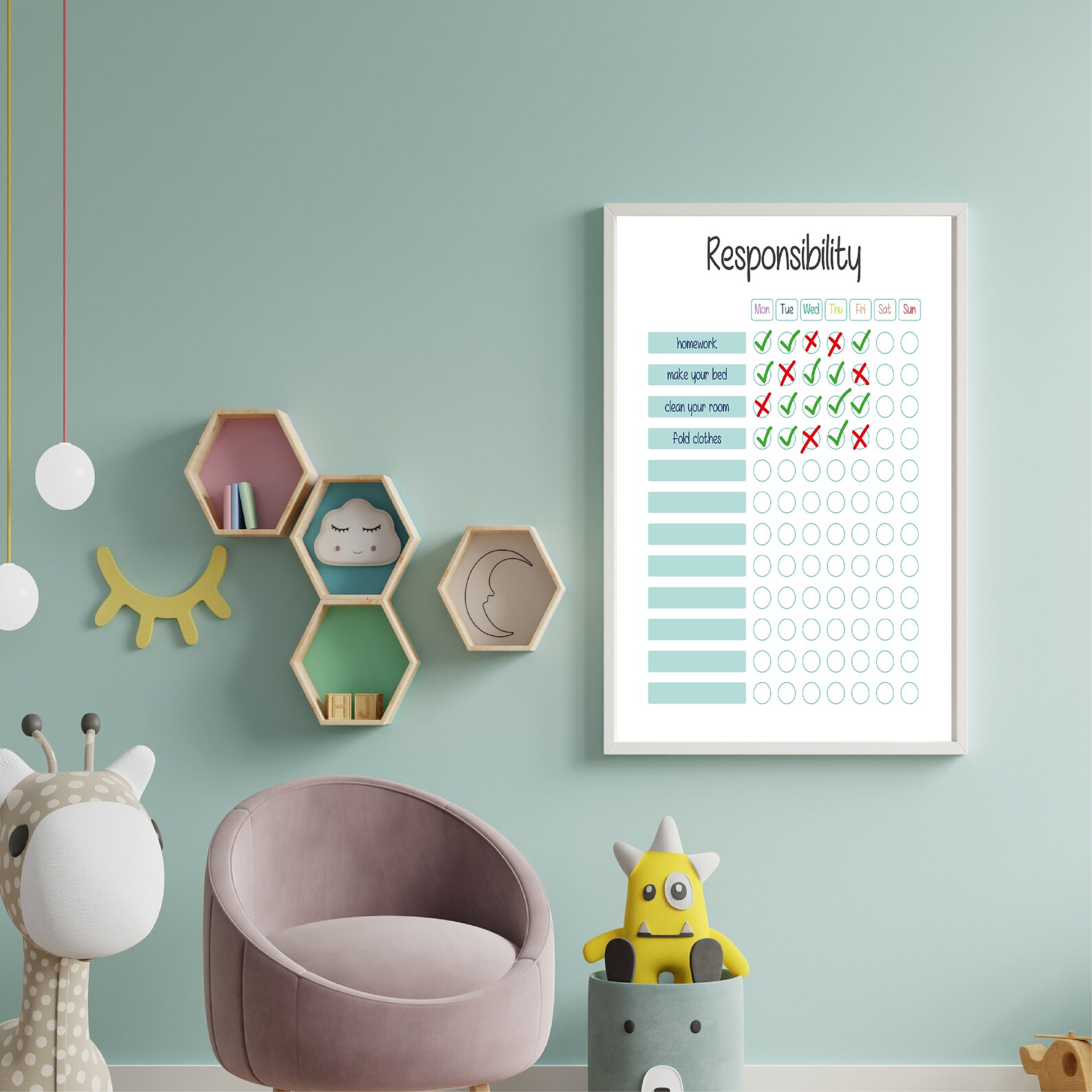 Daily Responsibilities Checklist Poster Printable Chore Chart - Etsy