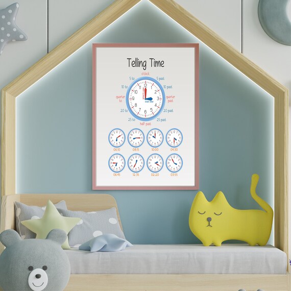 Telling Time Poster Printable Clock Kids Learning Game - Etsy