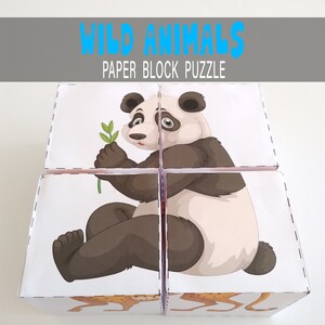 WILD ANIMALS Puzzle Paper Cubes Printable Blocks Toddler Busy Book ...