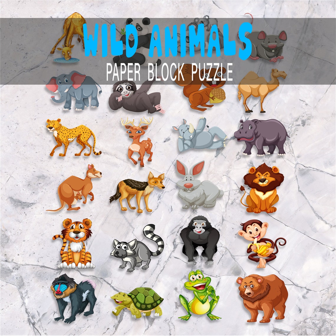 WILD ANIMALS Puzzle Paper Cubes Printable Blocks Toddler Busy Book ...