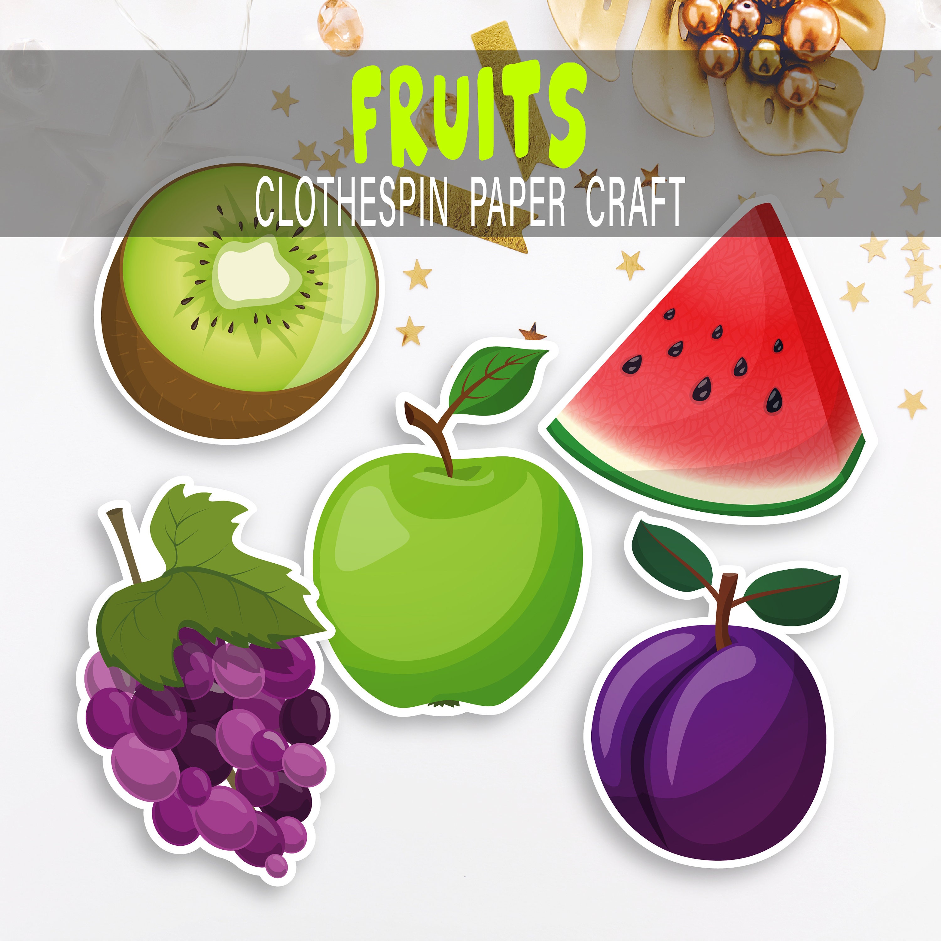 Fruits Clothespin Paper Printable Puppet Game Toy for Kids - Etsy