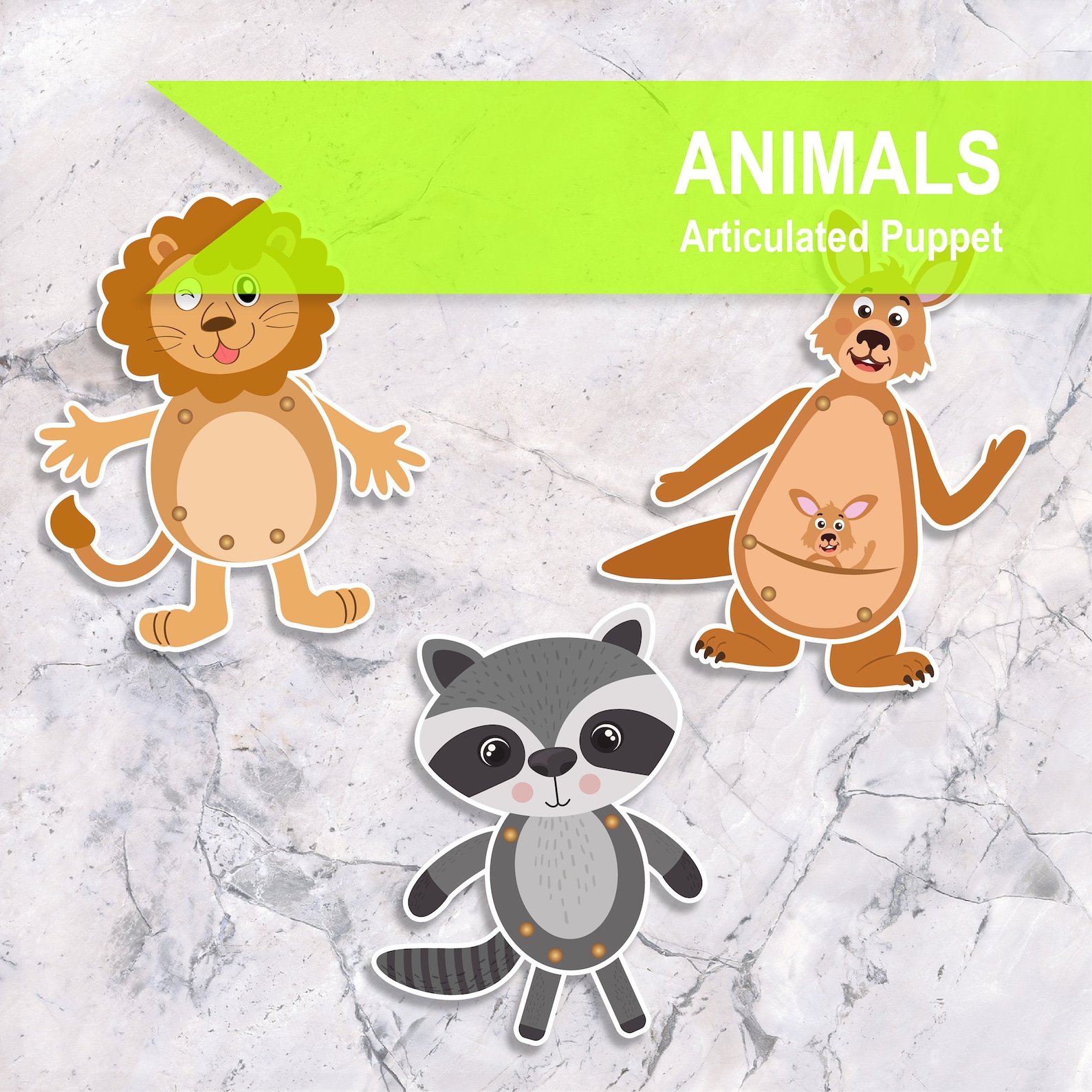 ANIMAL Articulated Puppets Printable Paper Doll Toddler Busy Book ...