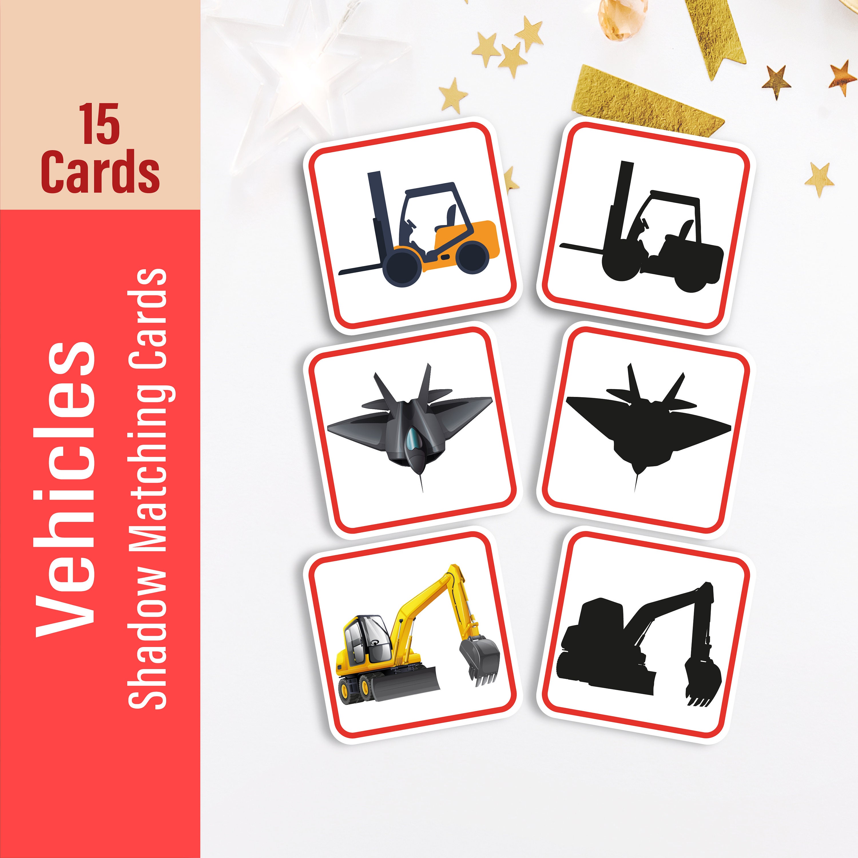 Vehicles Shadow Matching Game Cards: Montessori Learning (PDF) - Etsy