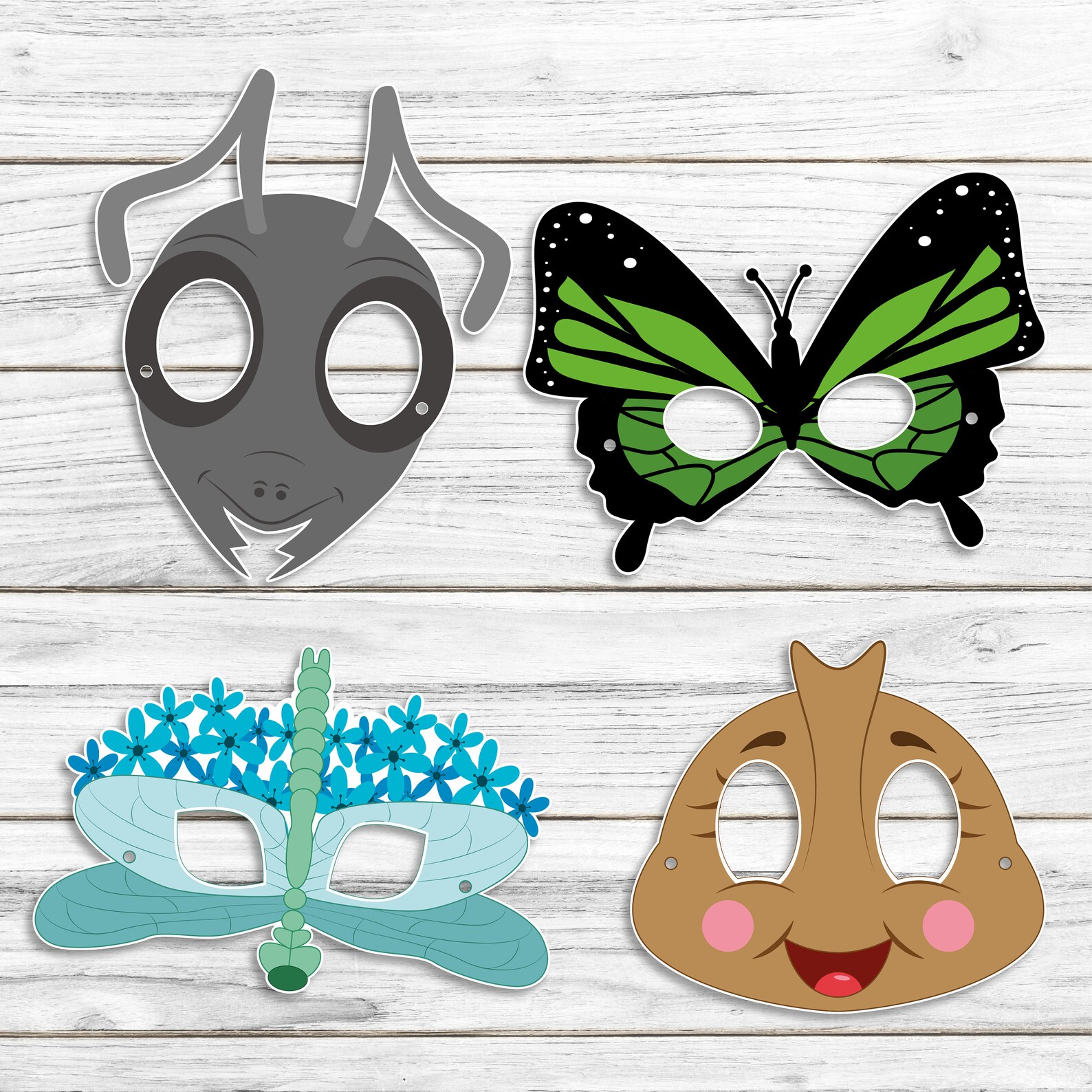 BUG Insect Masks, Animal Printable Paper Mask, Kid Party Mask ...