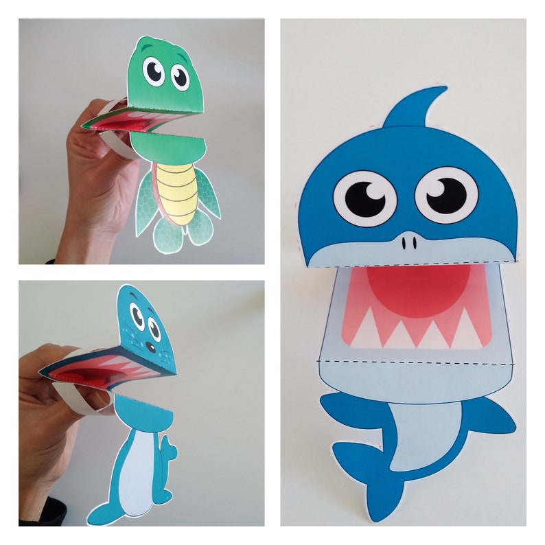 Sea Animal Paper Printable Hand Puppets, Instant Download, Coloring ...