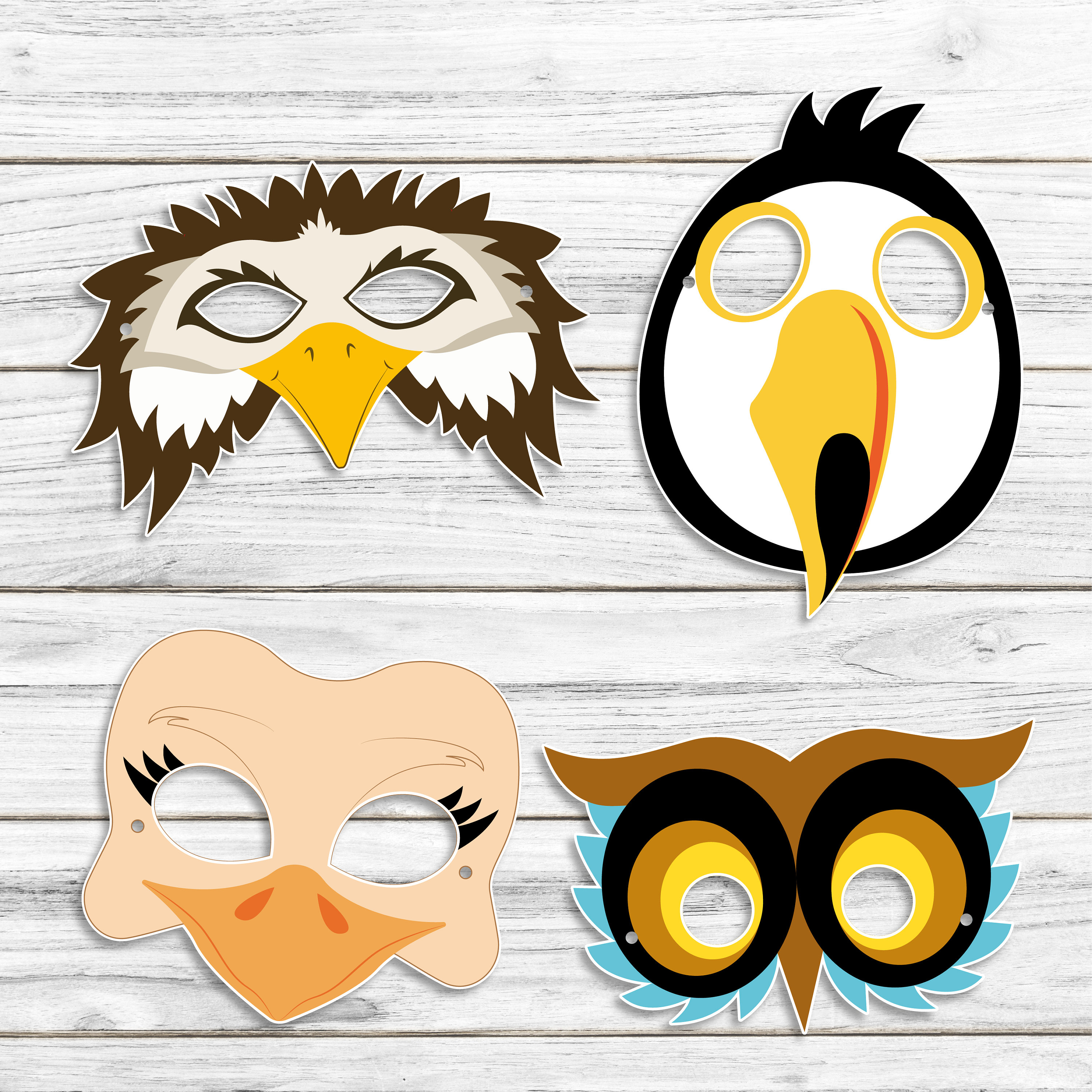 Bird Mask Printable: Kids Party Costume, Coloring Sheet (PDF Download ...