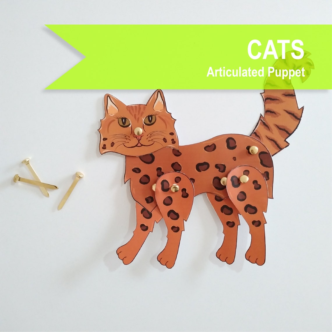 CAT Articulated Printable Paper Doll Digital Puppet, Mechanical Animals ...