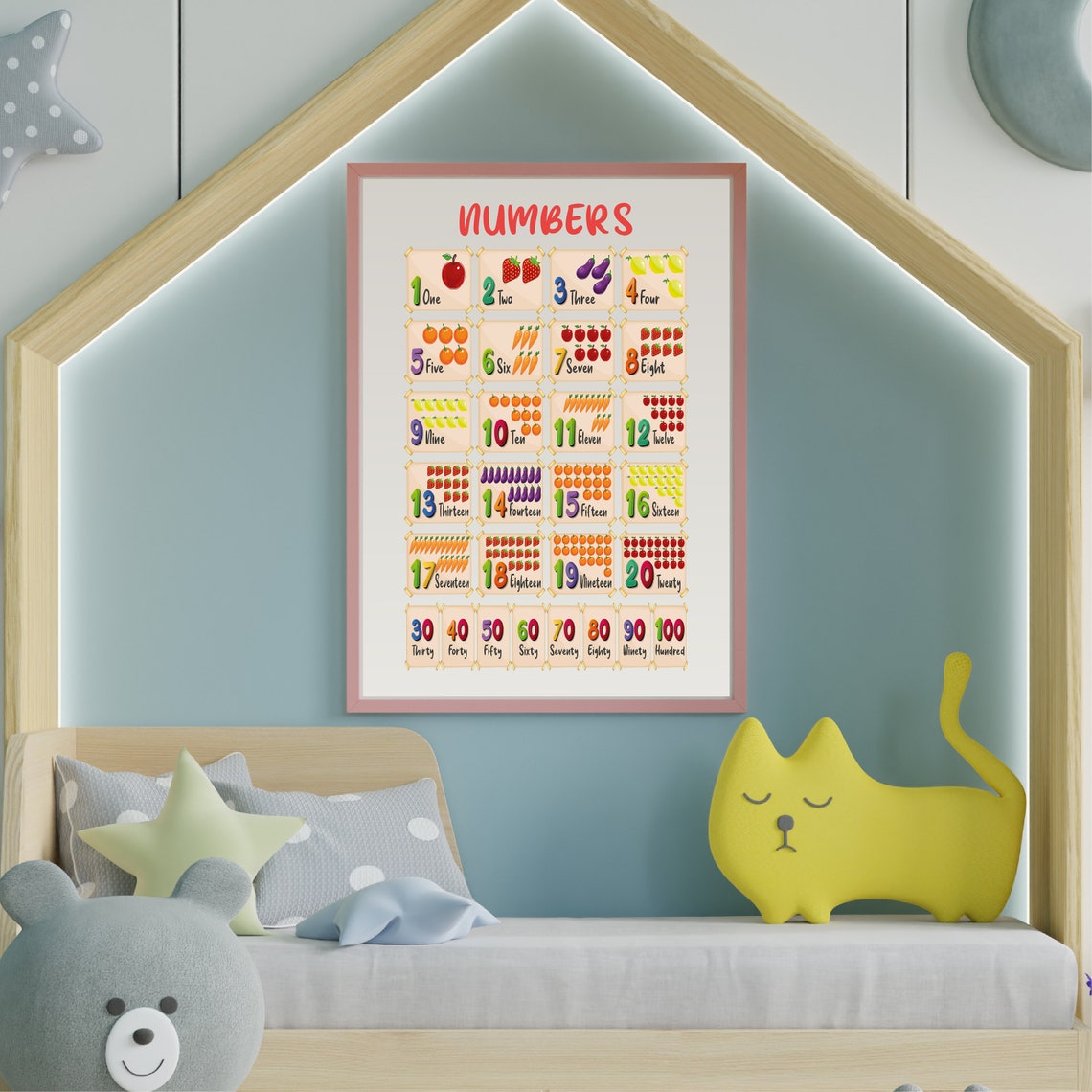 1-100 Number Counting Chart Poster Downloadable Prints | Etsy