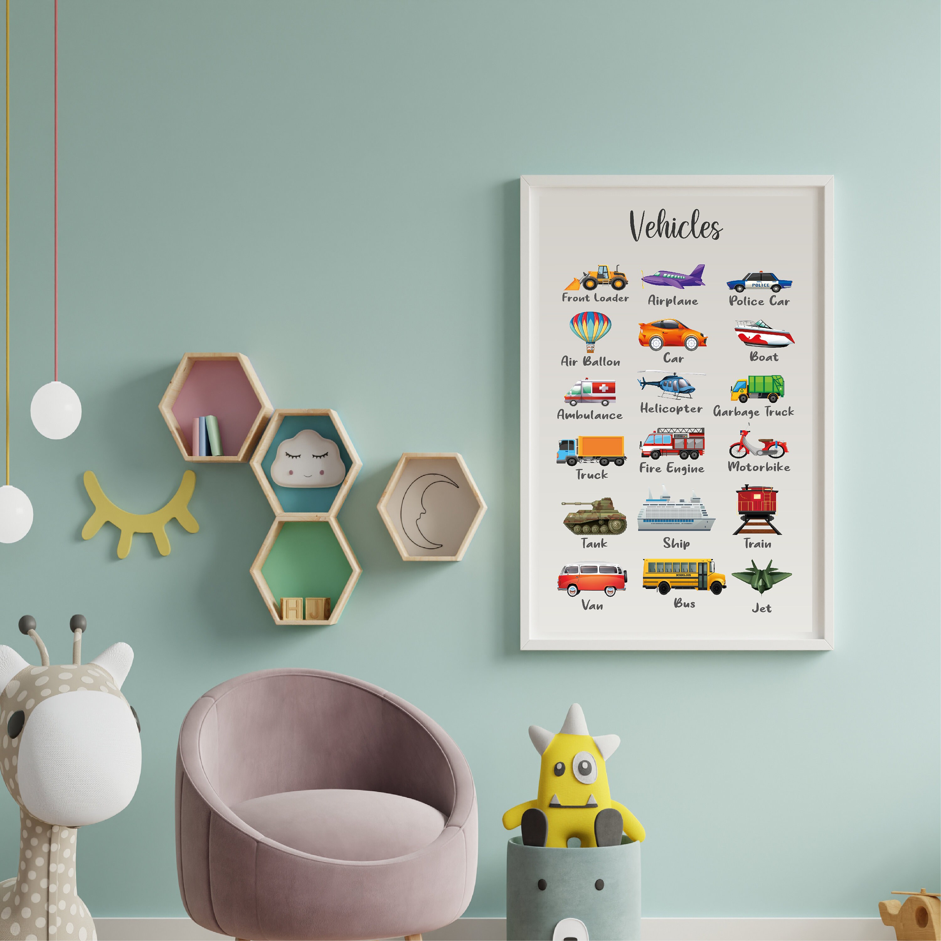 Vehicle Poster, Montessori Poster, Educational Homeschooling Learning ...