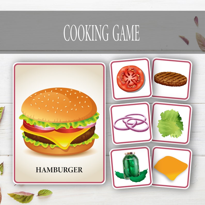 Cooking Matching Memory Game Cards for Kids, Baking Printable, Quiet ...