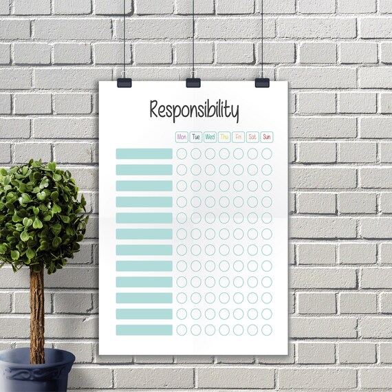Daily Responsibilities Checklist Poster Printable Chore Chart | Etsy