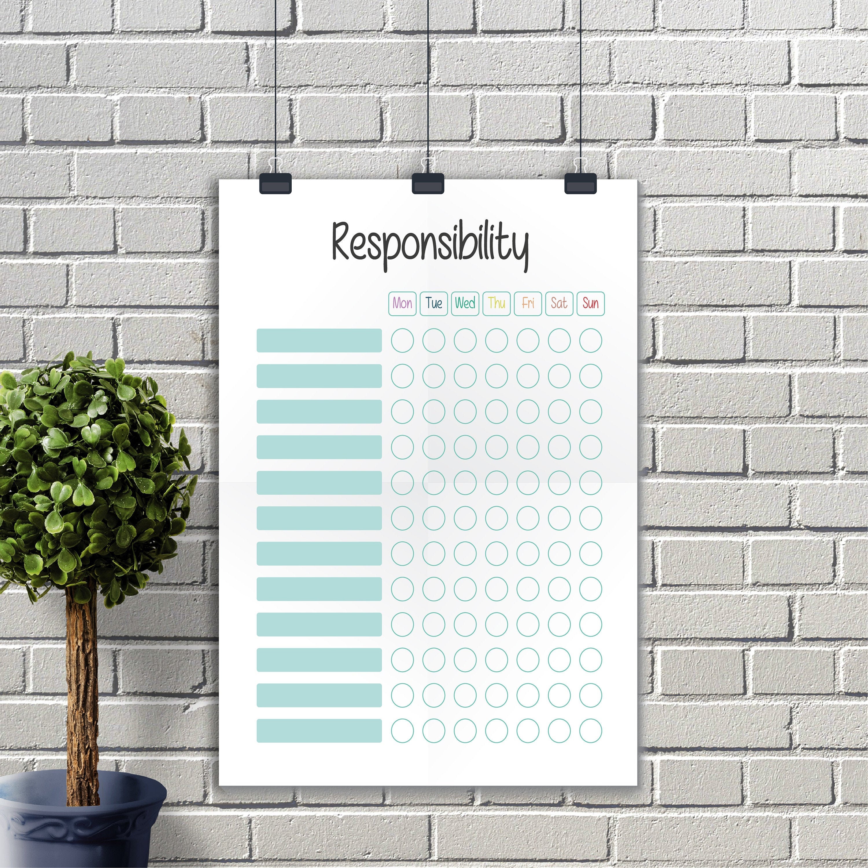 Daily Responsibilities Checklist Poster, Printable Chore Chart for Kids ...