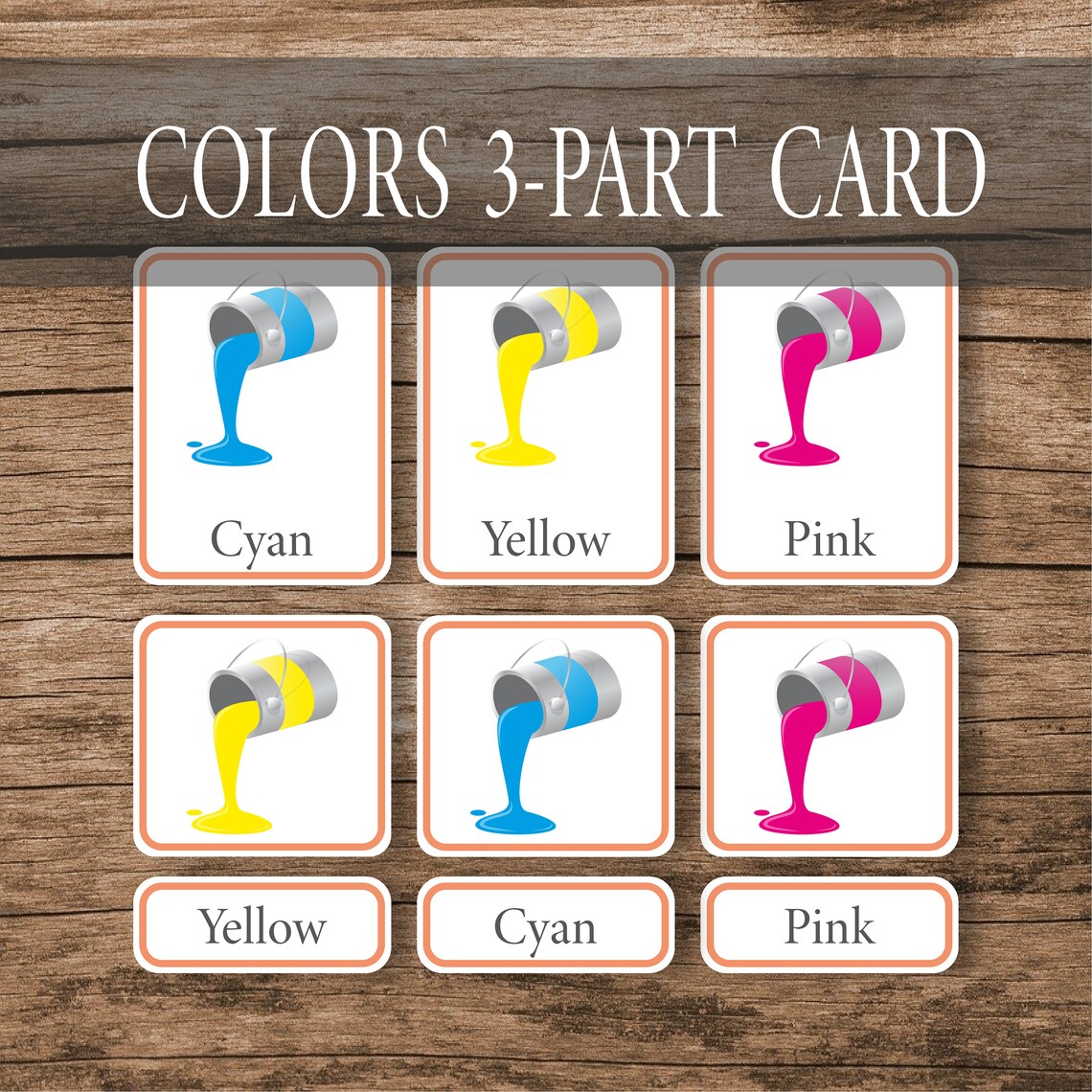 COLORS Three Part Flash Cards Montessori Toddler Flashcard - Etsy