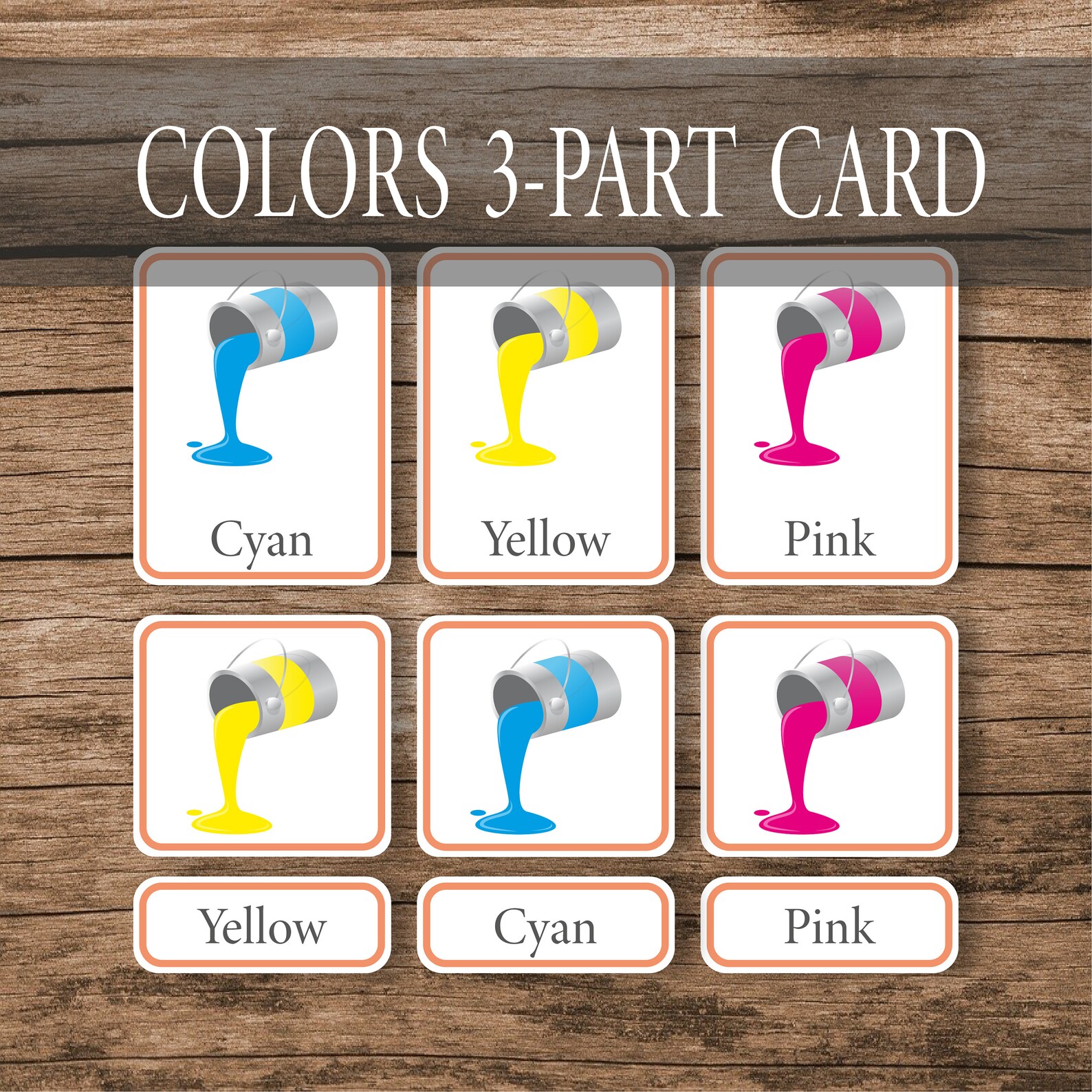 COLORS Three Part Flash Cards Montessori Toddler Flashcard - Etsy