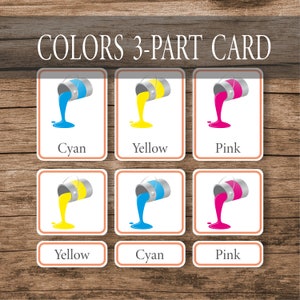 COLORS Three Part Flash Cards, Montessori Toddler Flashcard for Kids ...