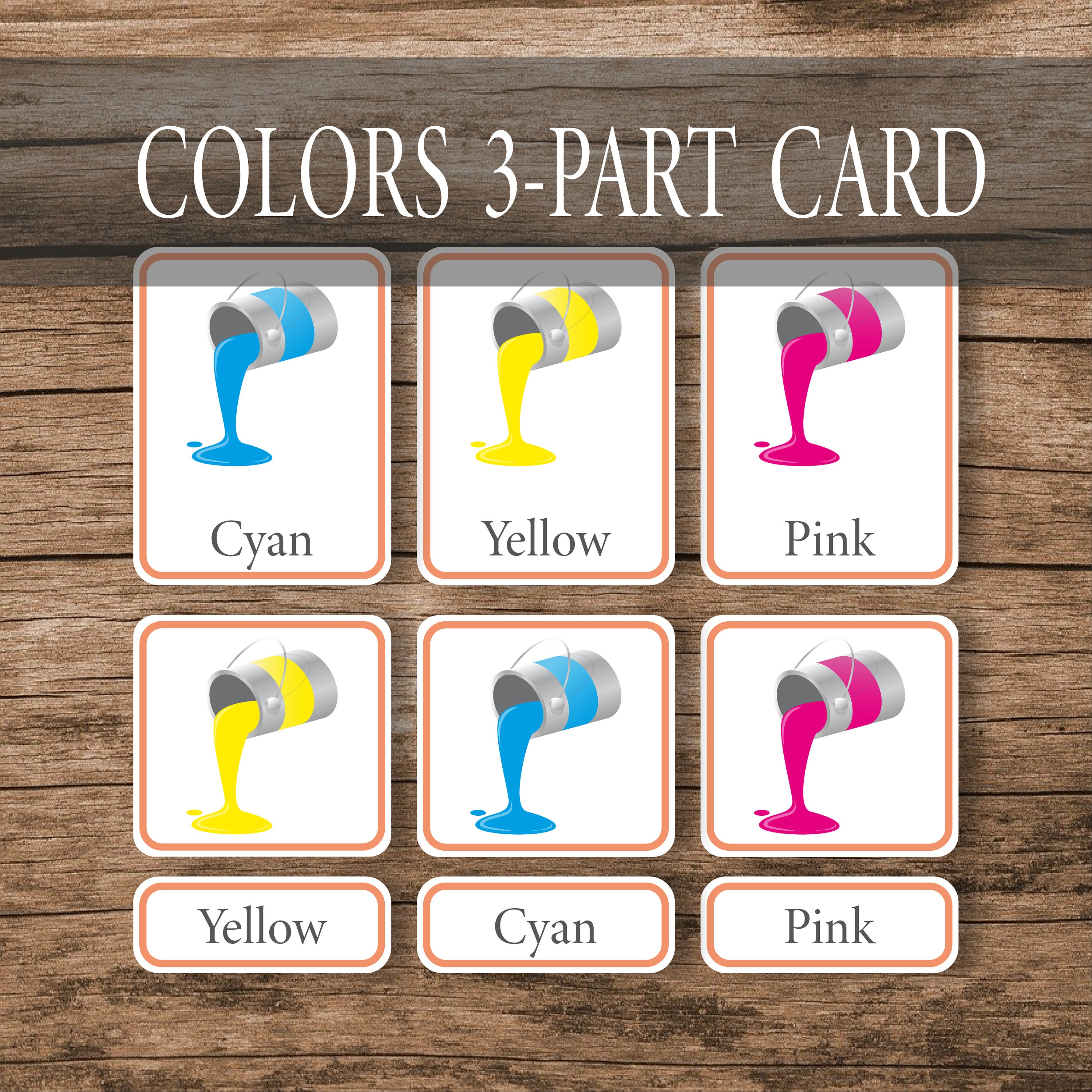 COLORS Three Part Flash Cards Montessori Toddler Flashcard - Etsy