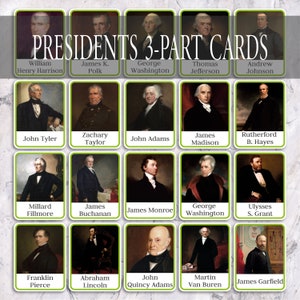 UNITED STATES PRESIDENTS, American Presidents Flash Cards, Presidents ...