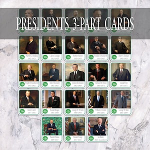 UNITED STATES PRESIDENTS, American Presidents Flash Cards, Presidents ...
