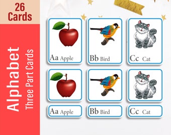 Printable Animals Alphabet Flashcards ABC Montessori - Etsy