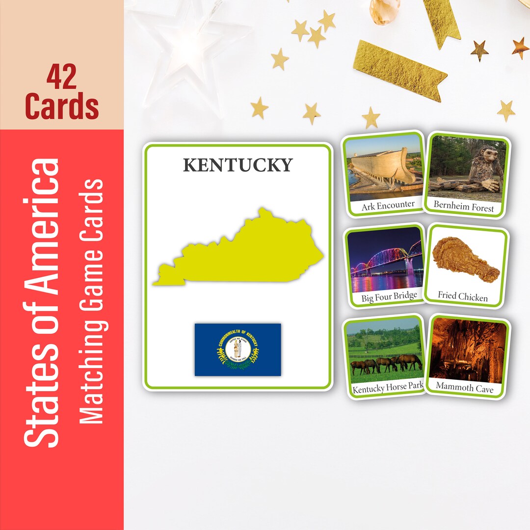 States of America Matching Game: Montessori Toddler Cards (PDF) - Etsy