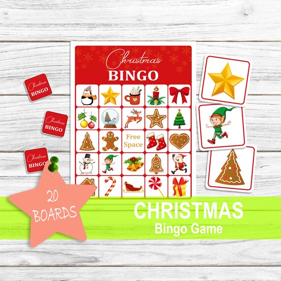 CHRISTMAS BINGO 20 Cards Game Printable Party Game Instant | Etsy