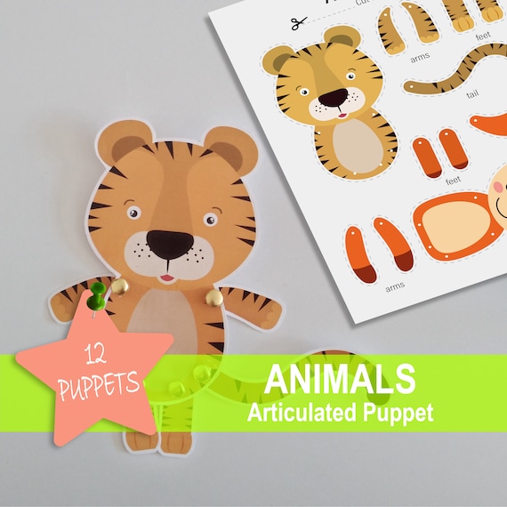 ANIMAL Articulated Puppets Printable Paper Doll Toddler Busy | Etsy