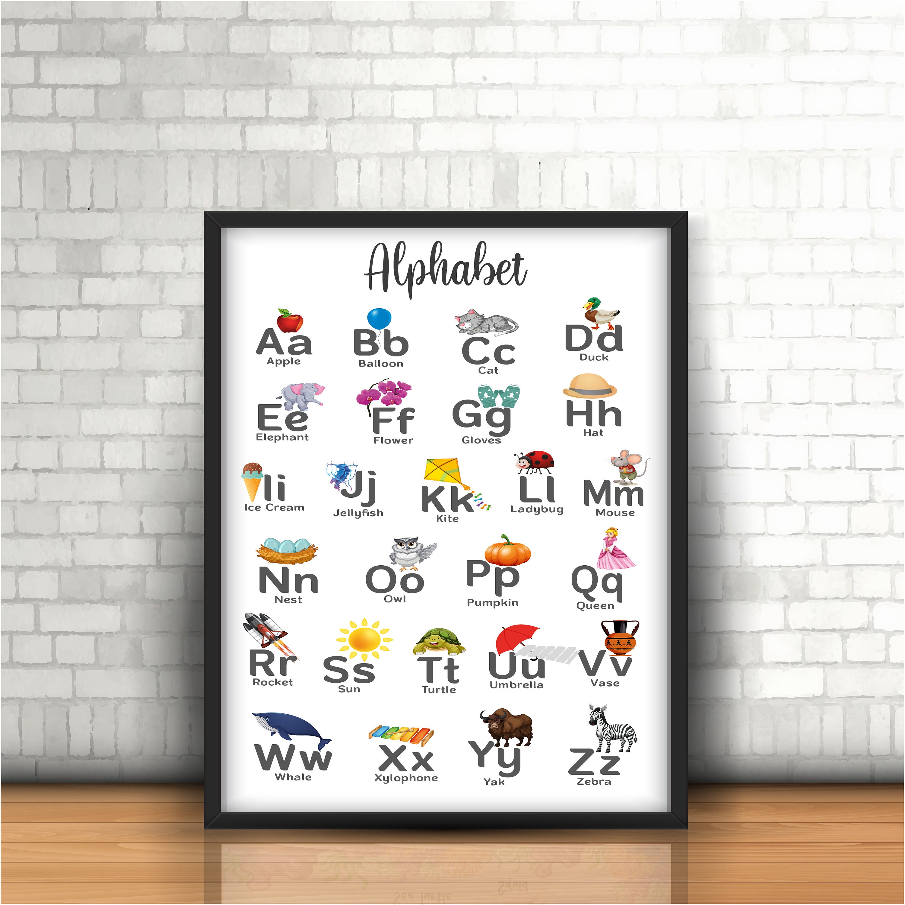 Alphabet Poster, Educational Print for Kids, Preschool Classroom ABC ...
