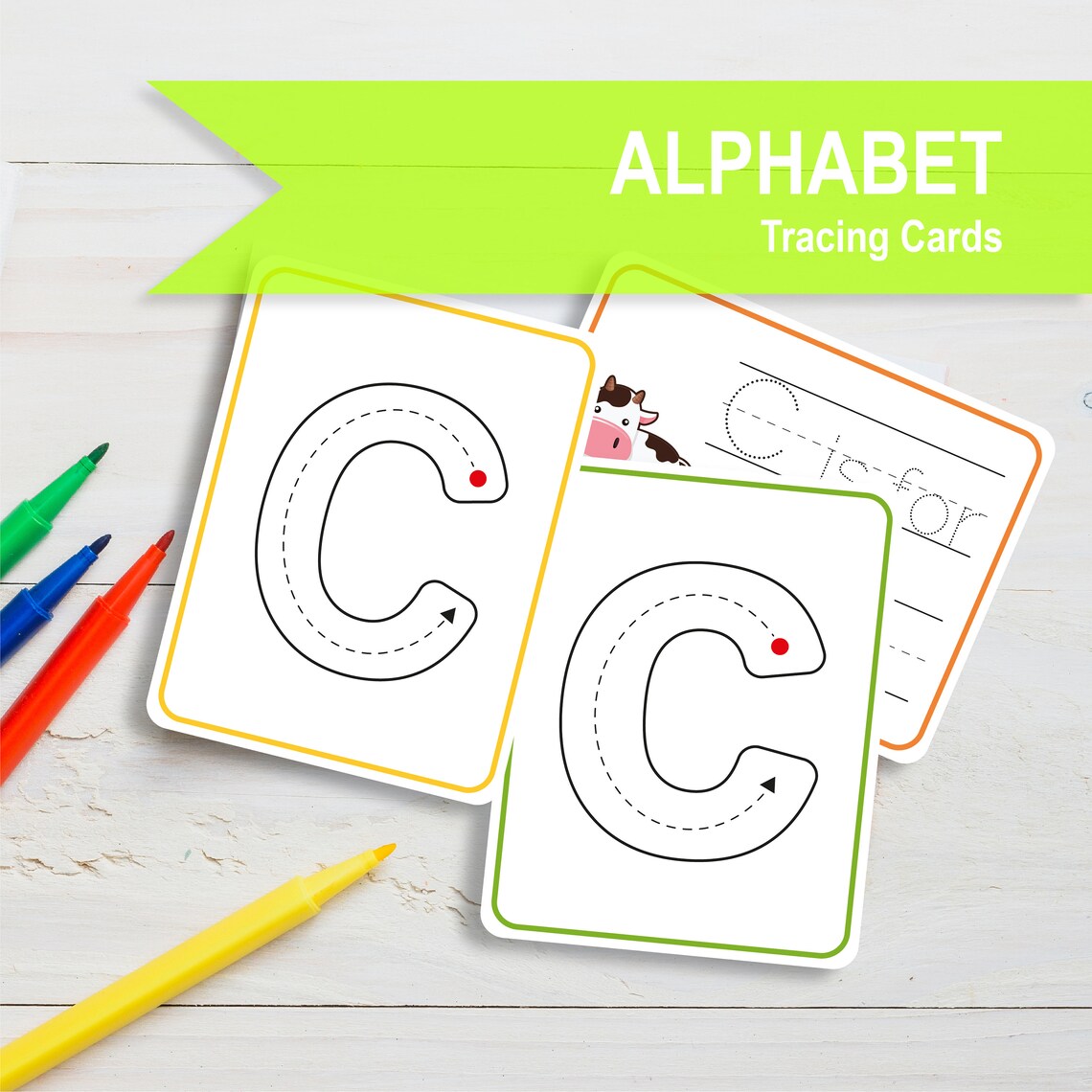 ALPHABET Tracing Printable Cards Montessori Toddler ABC Cards - Etsy