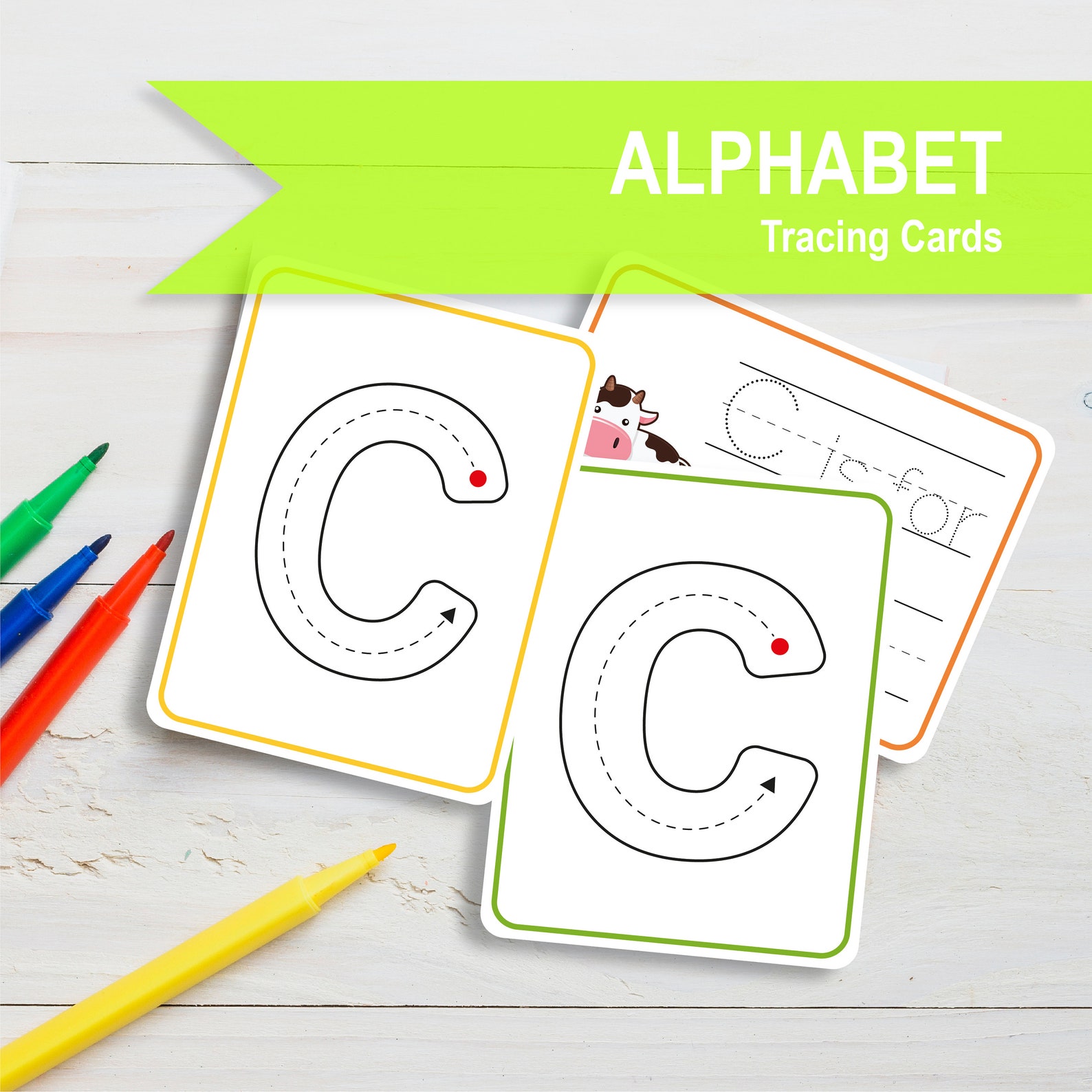 ALPHABET Tracing Printable Cards Montessori Toddler ABC Cards - Etsy