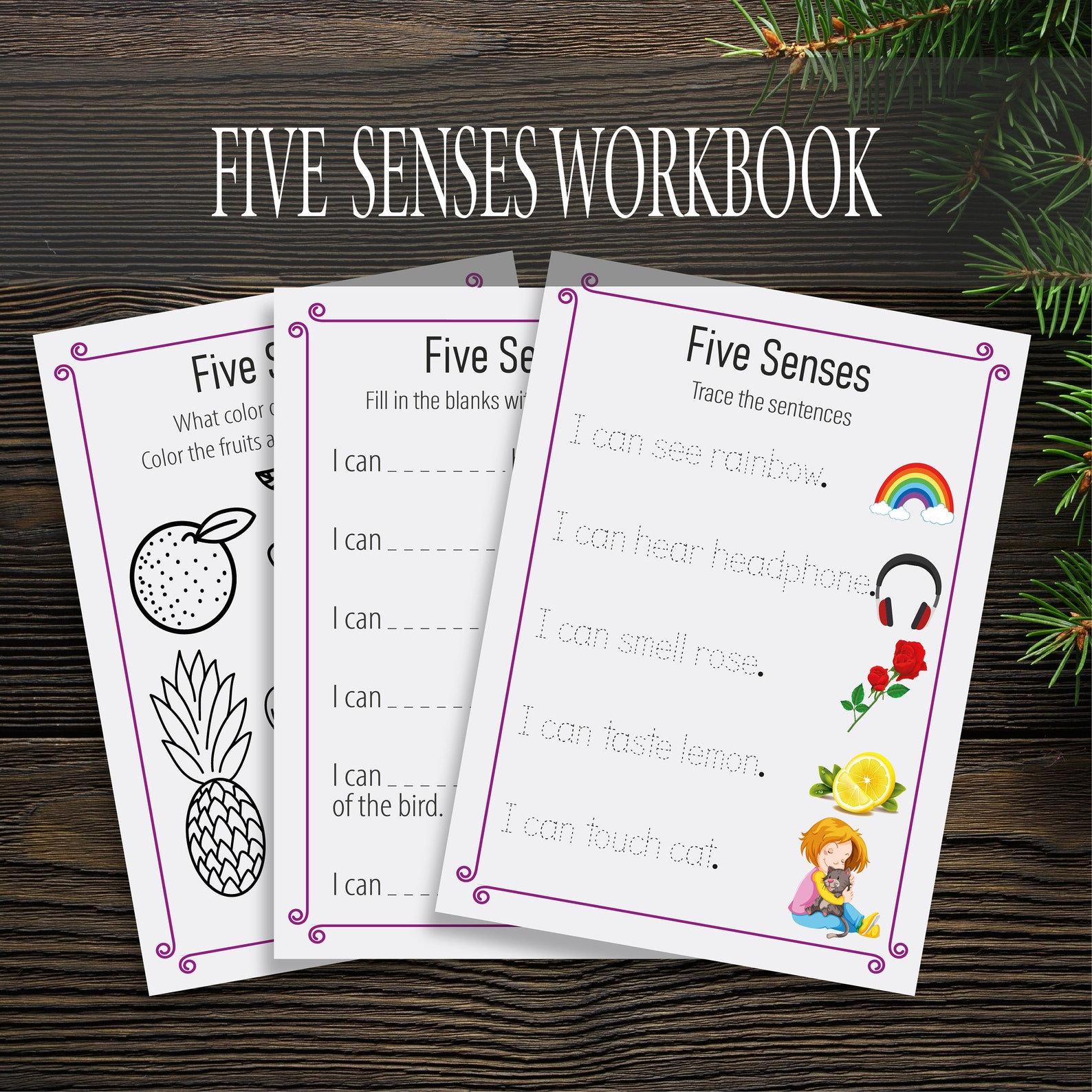 Five Senses Printable Toddler Busy Book, Montessori Five Senses ...