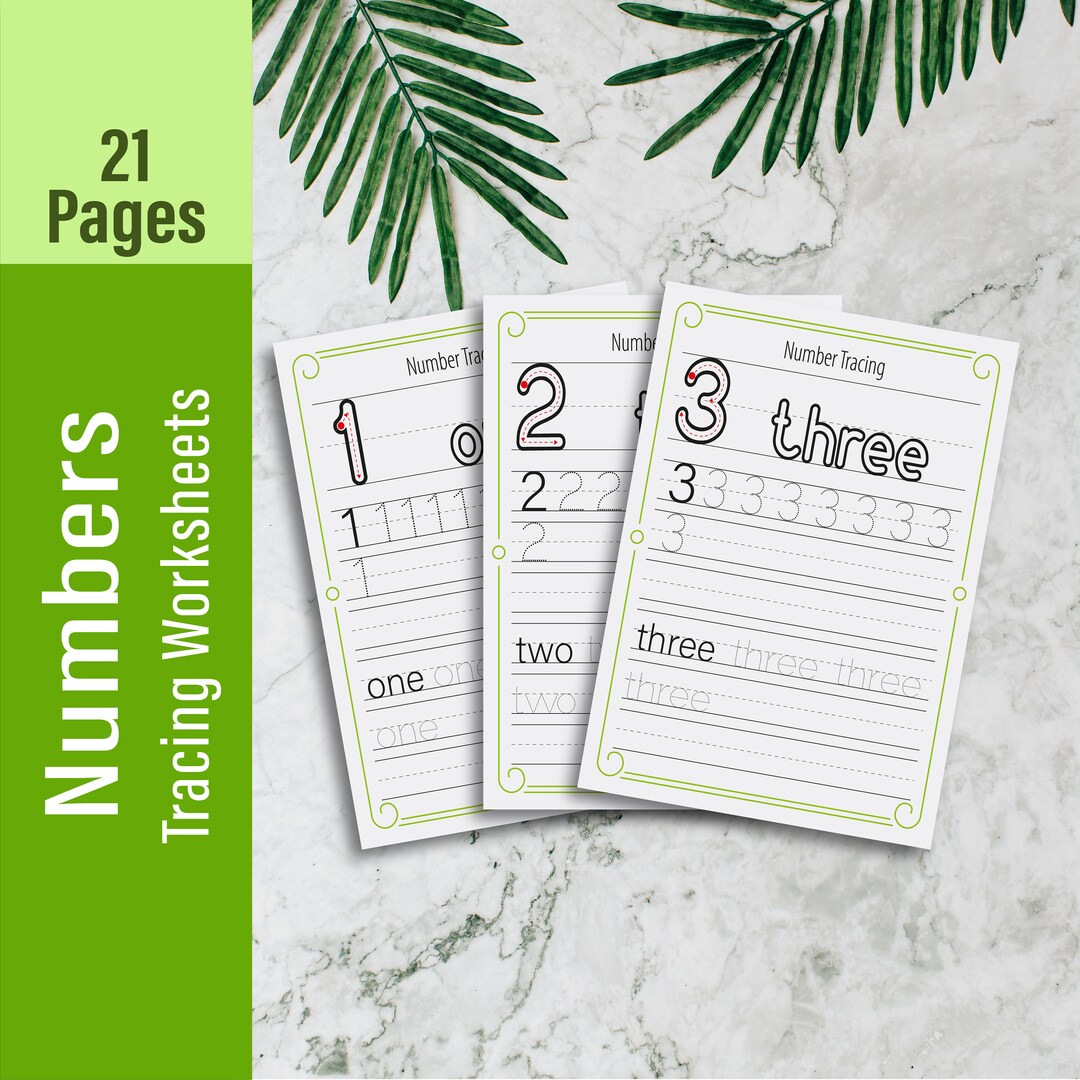 1-20 NUMBER Tracing Preschool Worksheet Printable, Handwriting Practice ...