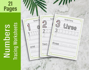 Number Tracing Practice Worksheet Printable Preschool Busy - Etsy
