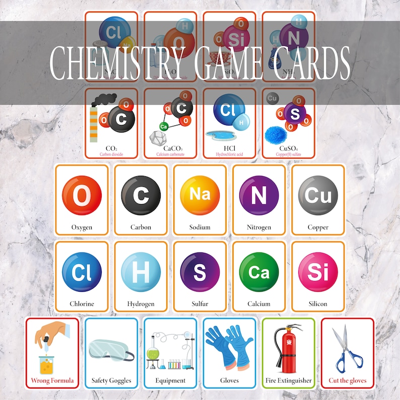 Chemistry Game Cards: Montessori Toddler Compounds (PDF Pattern) - Etsy